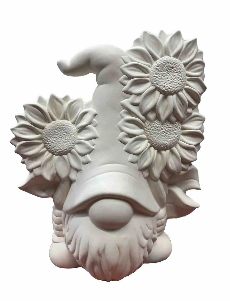 Gnomes Clay Magic sven the Gnome W/ Sunflowers 4271 Ready to Paint ...