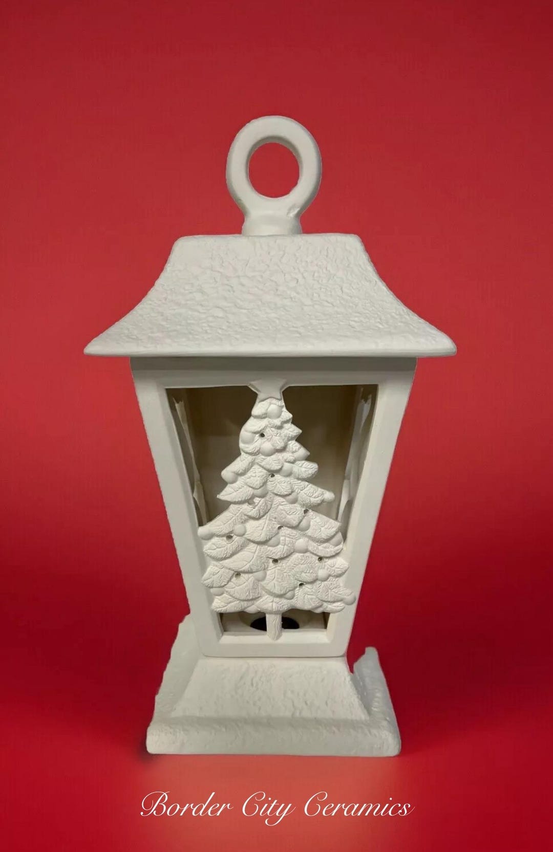 Christmas - Lantern - Christmas Tree Design - Ready to Paint - Ceramic Bisque - Etsy