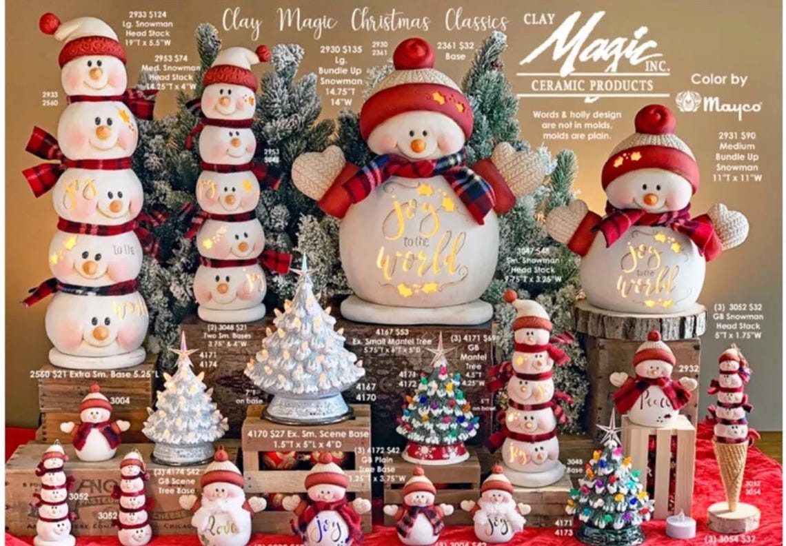 Christmas - Clay Magic - Snowman Head Stack - 2953 - Ready to Paint - Bisque - Etsy