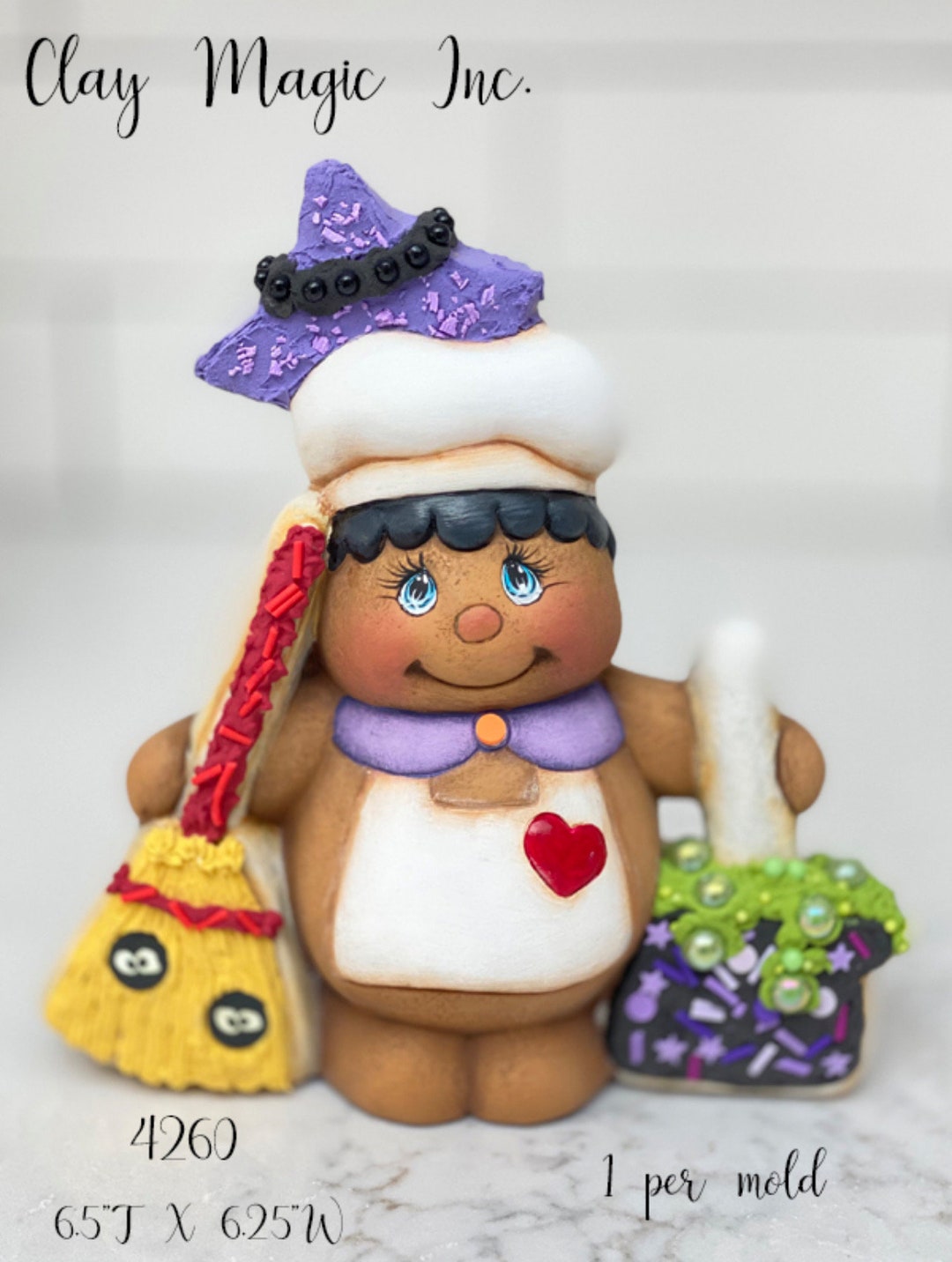 Gingerbreads - Clay Magic - Gingerbread - “wendy Witch”- Ready to Paint ...