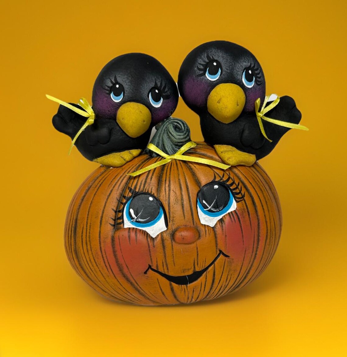 Halloween - Clay Magic - Cute Pumpkin & Crows - Finished - Handcrafted ...