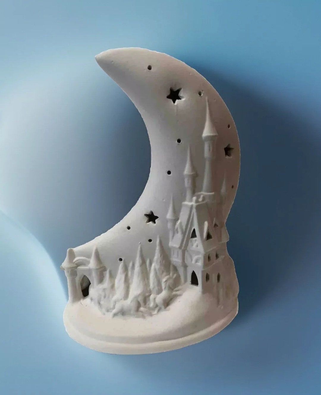 Fantasy - Ceramic - Moon and Castle - Bisque - 9” Tall - Etsy