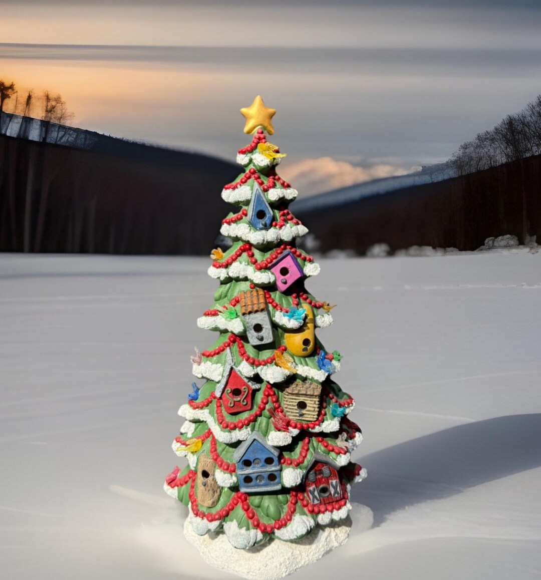 Christmas Trees - Kimple - Ceramic Birdhouse Christmas Tree 12” Tall ...