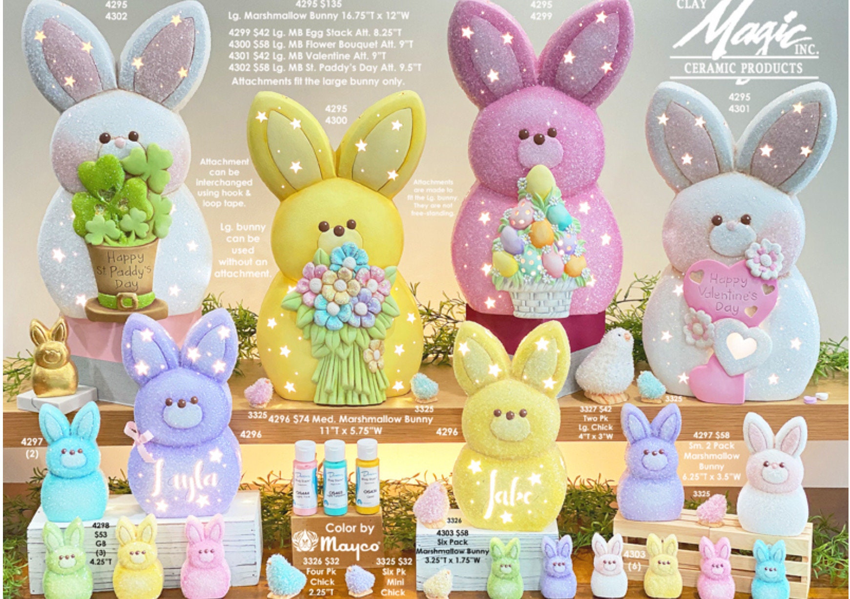 Easter Clay Magic 4295 & 4300 Ceramic Easter Bunny W/ Large Flower ...
