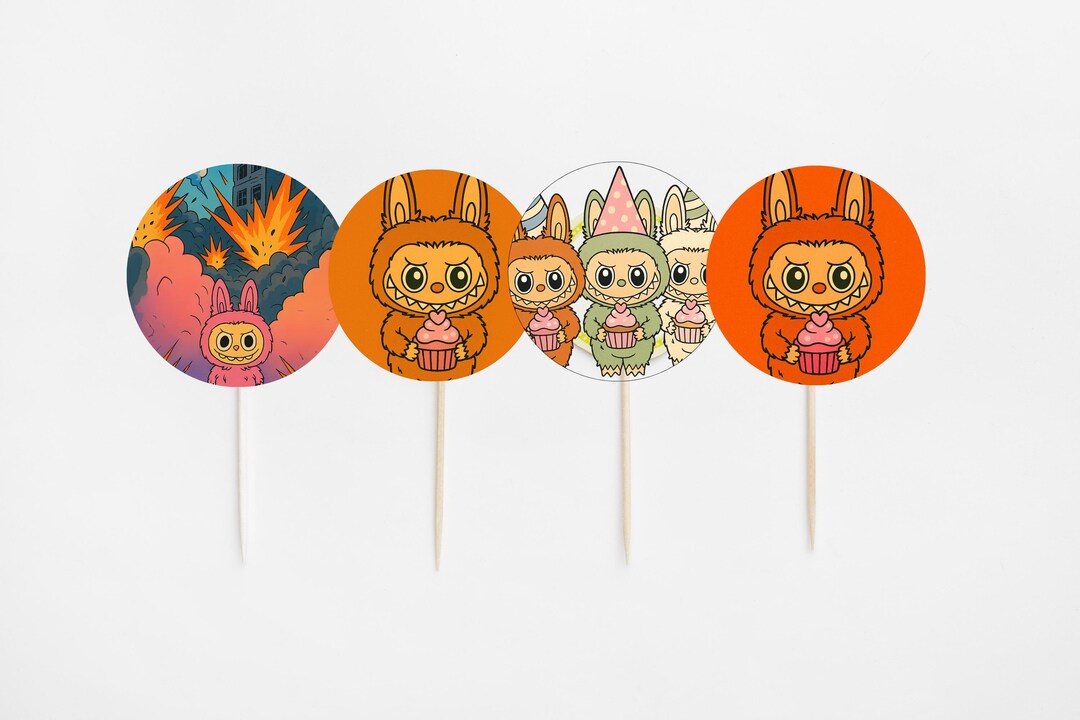 Toppers de Cupcake Monstro Labubu: Decoração para Festa de Aniversário ...