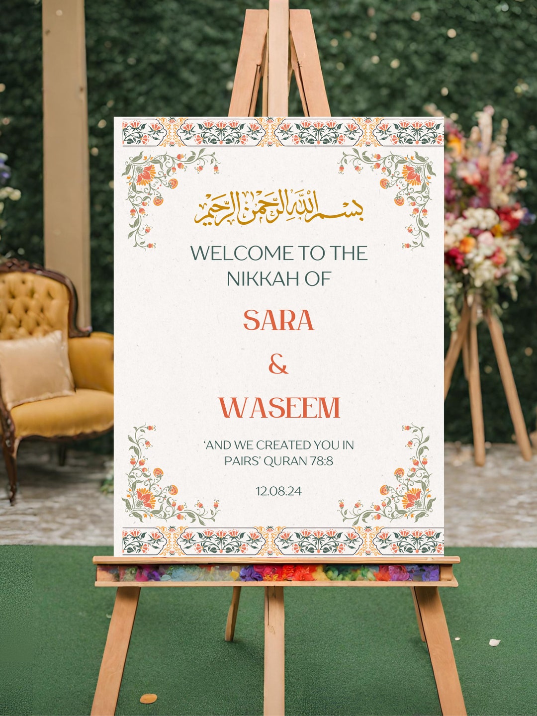 Nikkah Welcome Sign, Nikkah Ceremony Sign, Bismillah Wedding Welcome ...