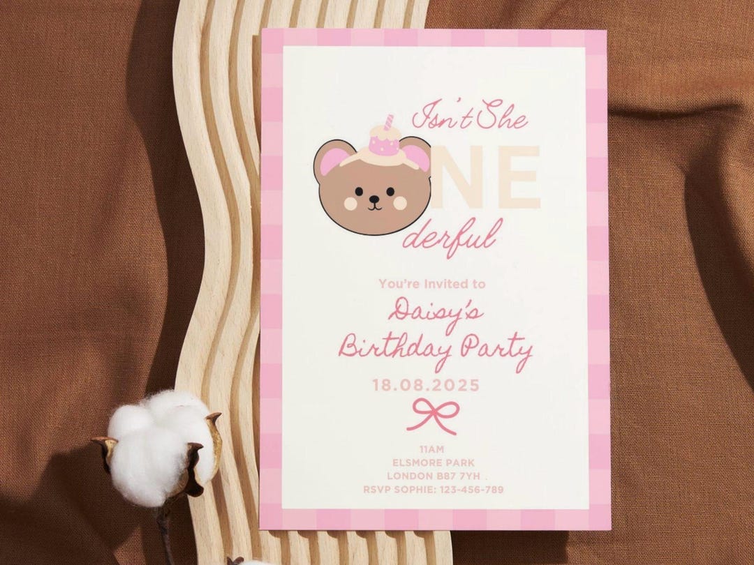 First Birthday Invitation, Teddy Bear Birthday Invite, One-derful ...