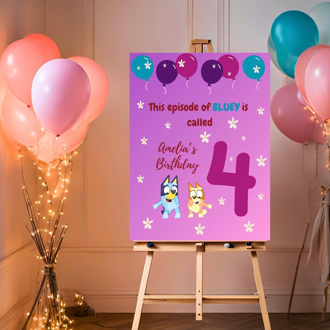 Welcome Sign AND Milestone Board Personalised Bluey and Bingo Inspired ...