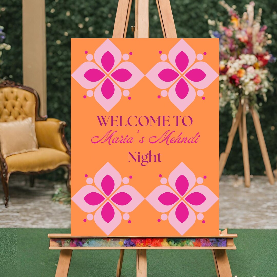 SEVEN Mehndi Welcome Sign, Dholki Welcome Sign,mendhi Decor, Sangeet ...