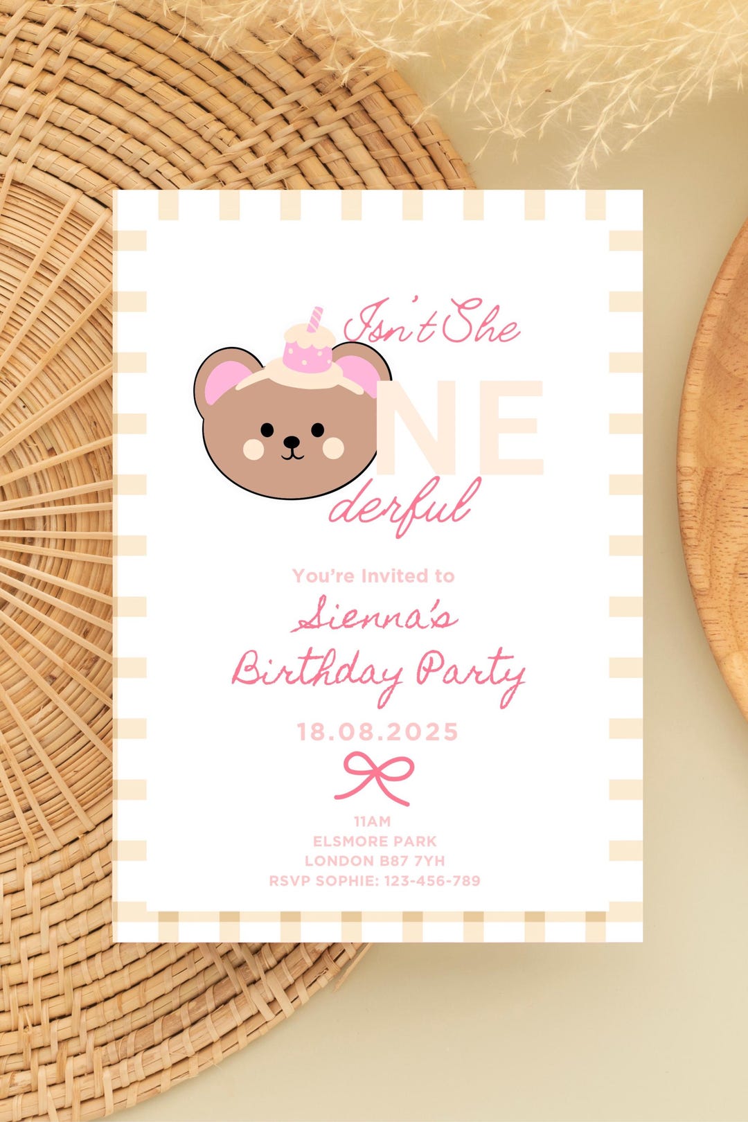 First Birthday Invitation, Teddy Bear Birthday Invite, One-derful ...
