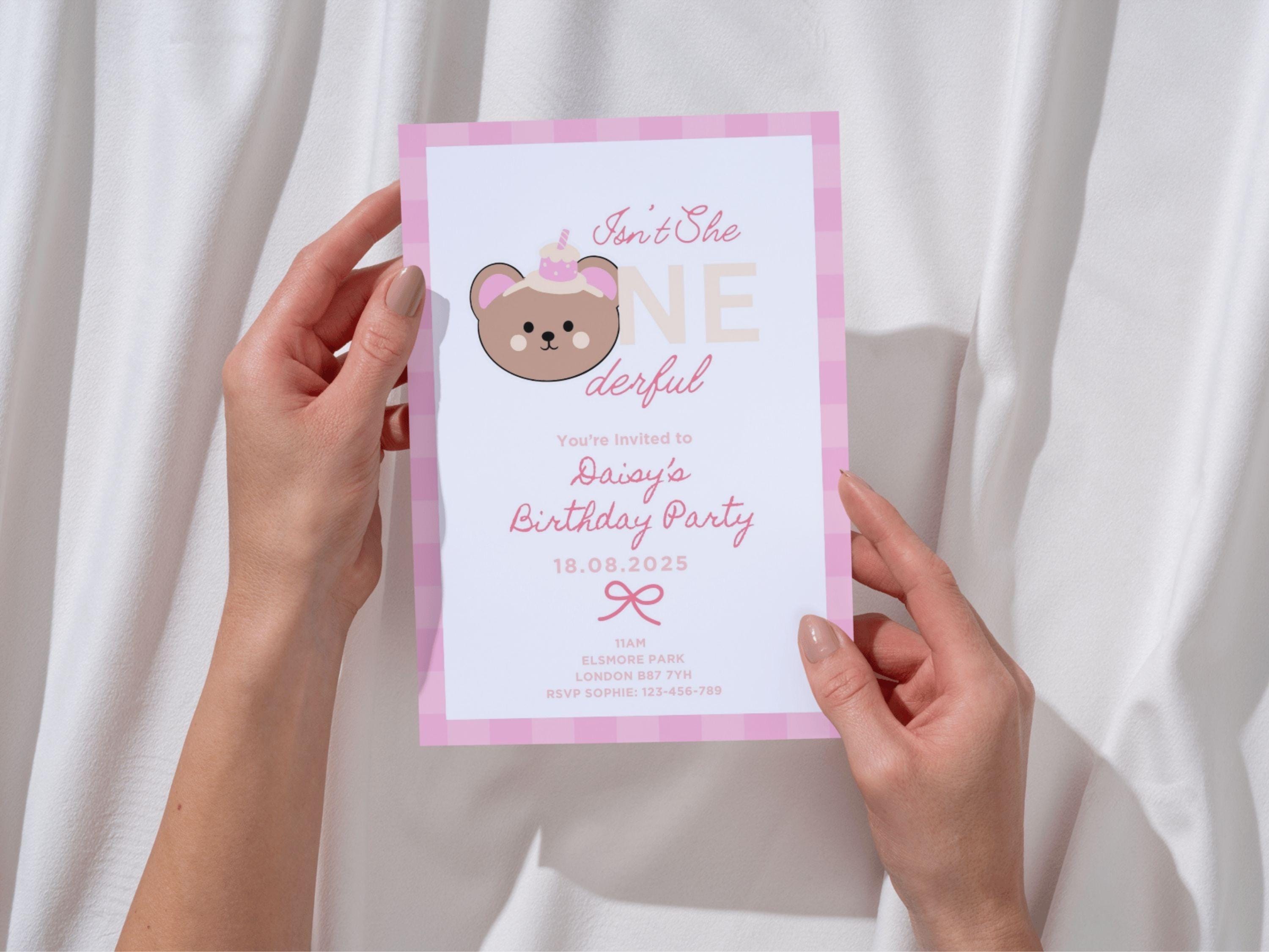 First Birthday Invitation, Teddy Bear Birthday Invite, One-derful ...