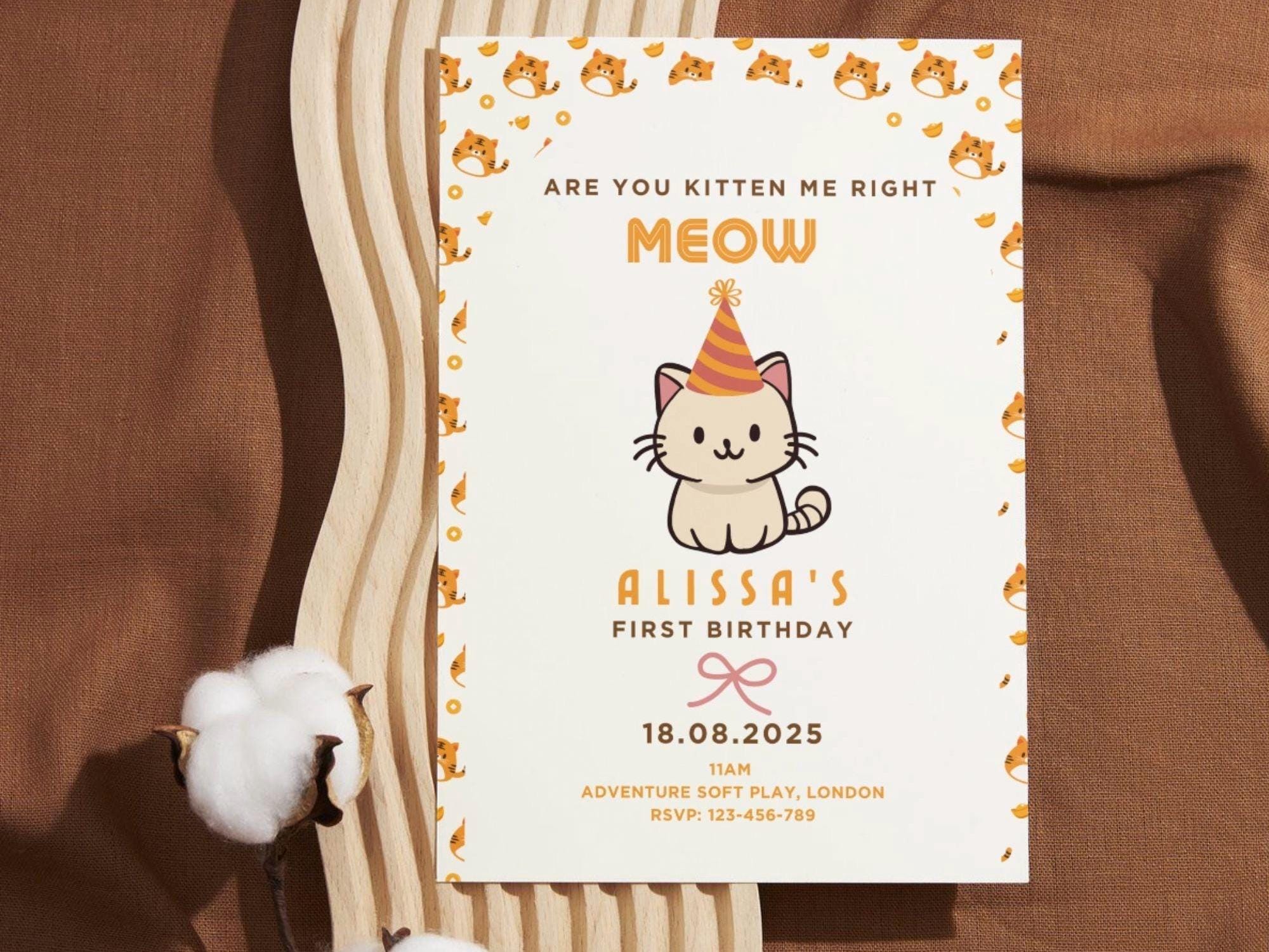Kitty Cat Birthday Invitation Purrfect Party Invite Template Are You ...