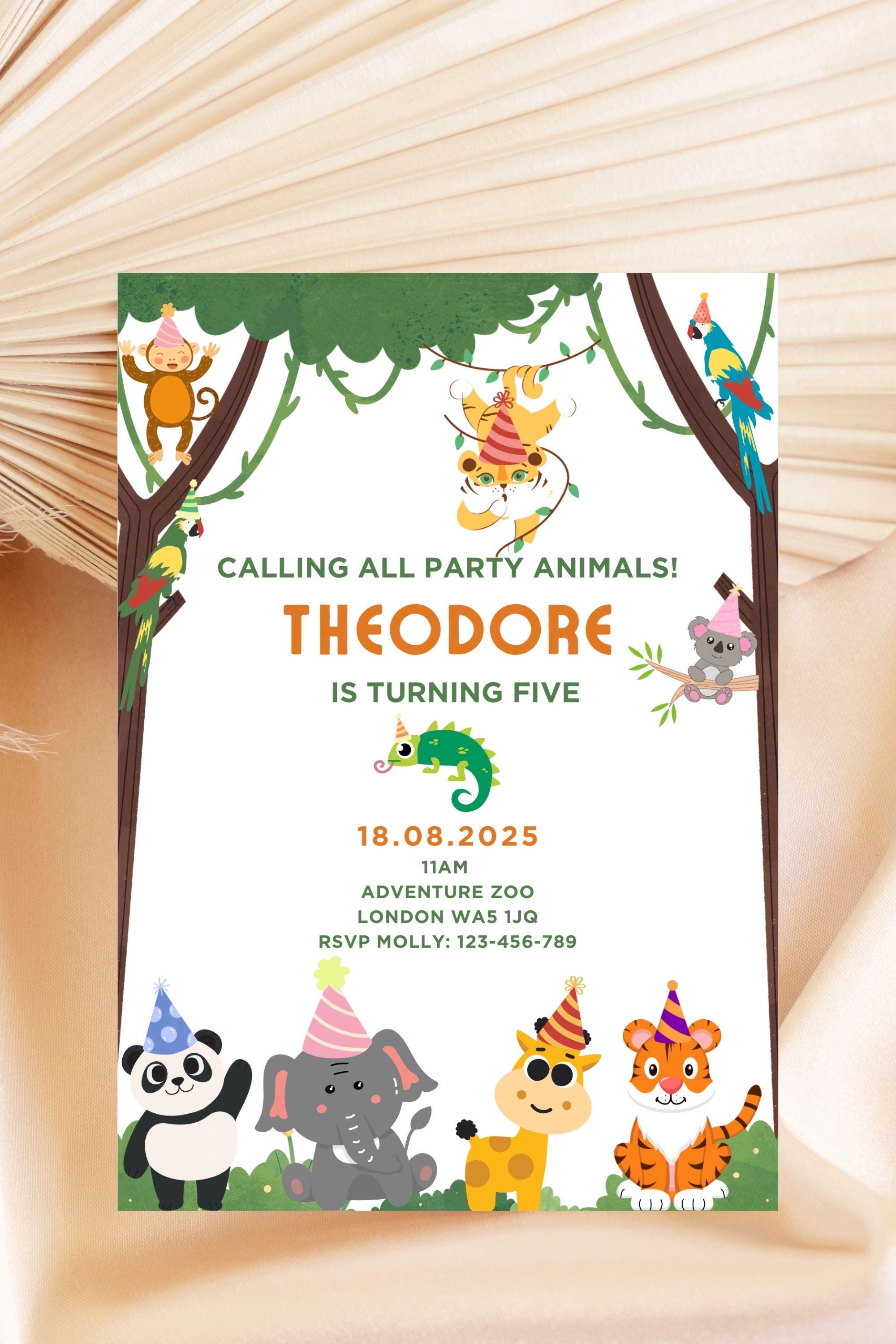Editable Party Animal Invitation Safari Birthday Invitation Jungle ...