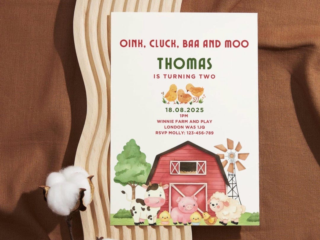 Editable Farm Birthday Invitation, Farm Animals Party Invites, Kids ...