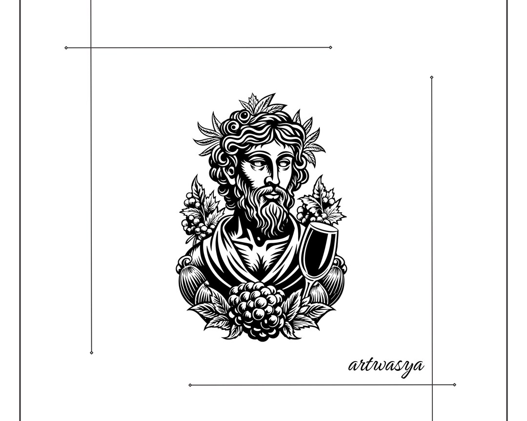 Dionysus Tattoo Design Digital Print High Resolution Download Files PNG ...