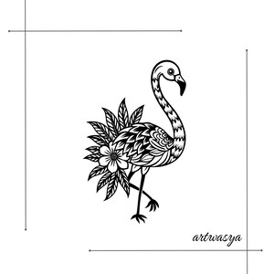 Flamingo Tattoo Design Digital Print High Resolution Download Files PNG ...