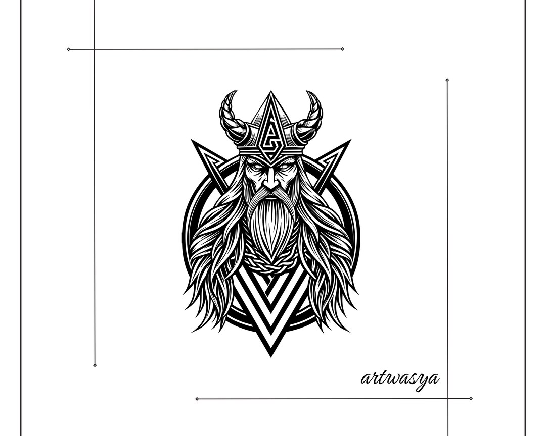 Odin Tattoo Design Digital Print High Resolution Download Files PNG ...