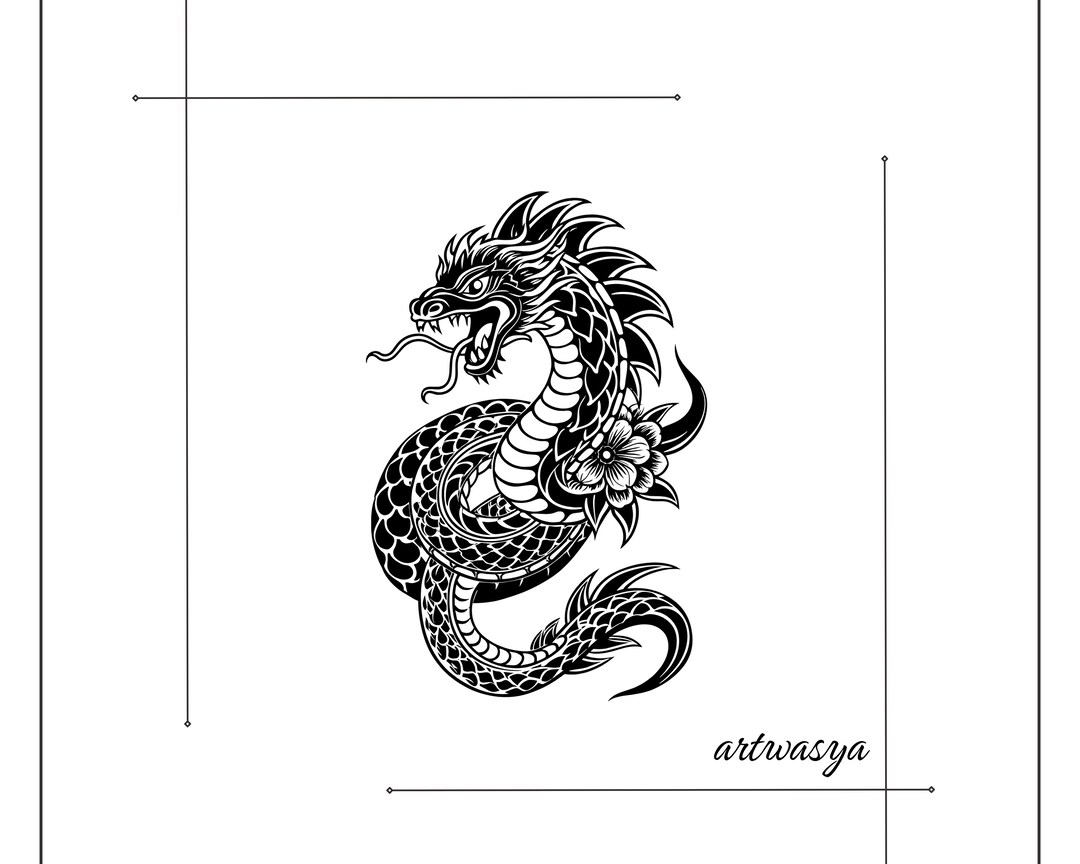 Snake Tattoo Design Digital Print High Resolution Download Files PNG ...