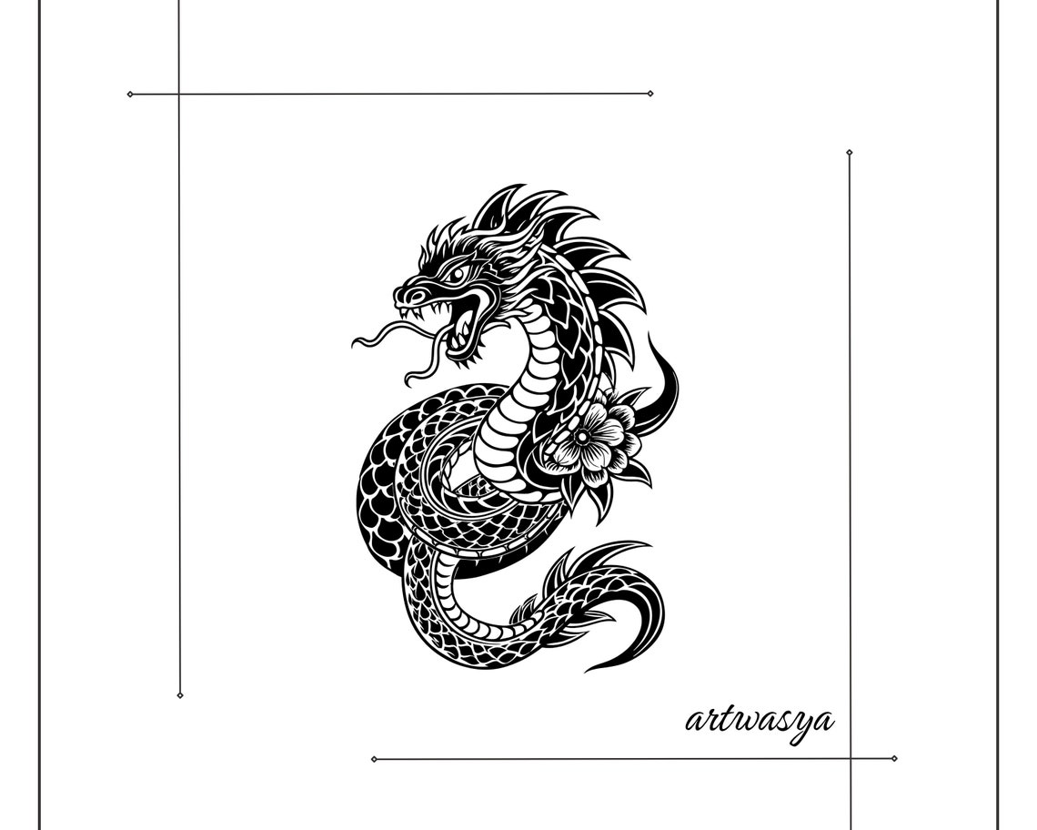 Snake Tattoo Design Digital Print High Resolution Download Files PNG ...