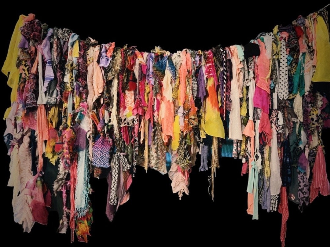 Hand-tied Boho Chop Rag Curtains - Request a Color Scheme! - Etsy