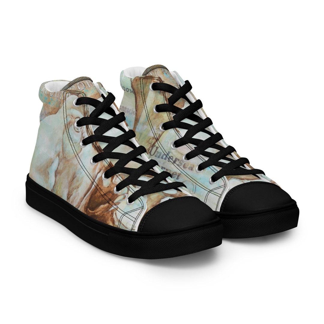 Women’s Octopus High Top Canvas Sneakers, Octopus Shoes, Ocean Shoes ...
