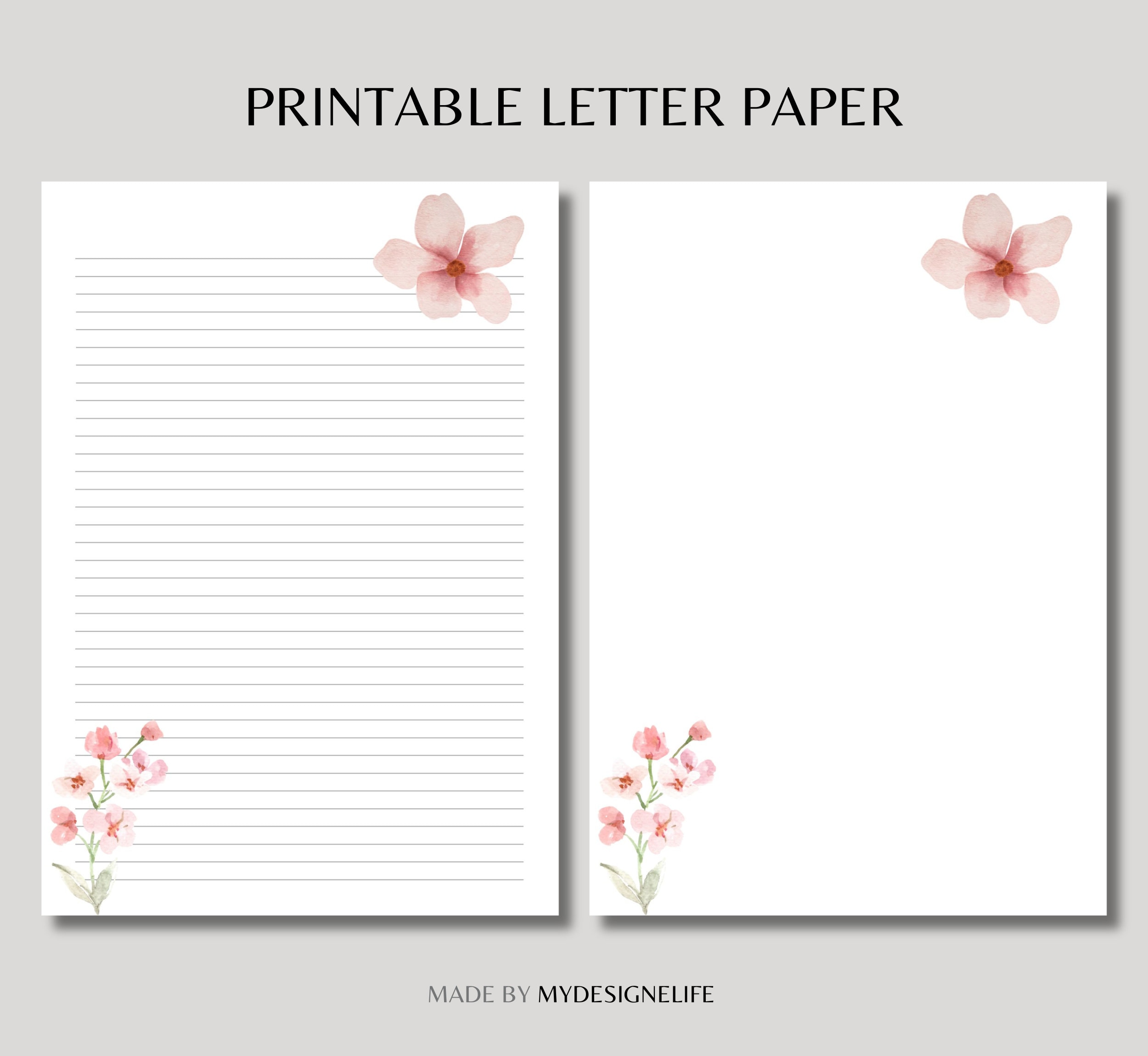 Printable Letterhead Paper, Floral Letterhead Paper, Letter Writing ...