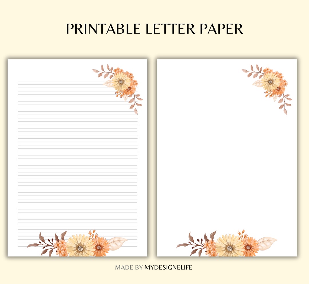 Flower Letter Paper, Floral Paper, A4-A5, Writing Paper, Writing Sheet ...