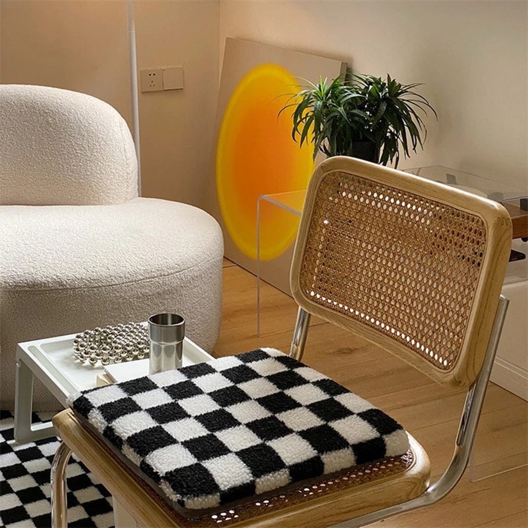 6 Handcrafted Checker Pattern Comfortable Chair/seat Cushions Kitchen ...