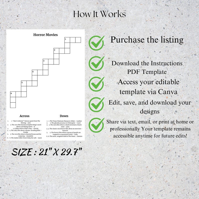 Crossword Template Puzzle Game Printable, 5x7 Family Puzzle Printable ...