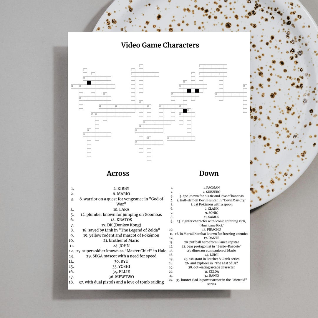 Video Game and Characters Game Printable, Daily Mini Crossword ...
