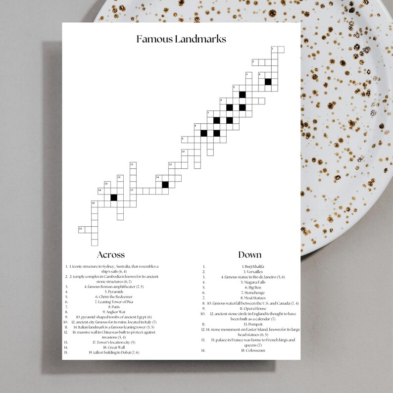 Crossword Template Puzzle Game Printable, 5x7 Family Puzzle Printable ...