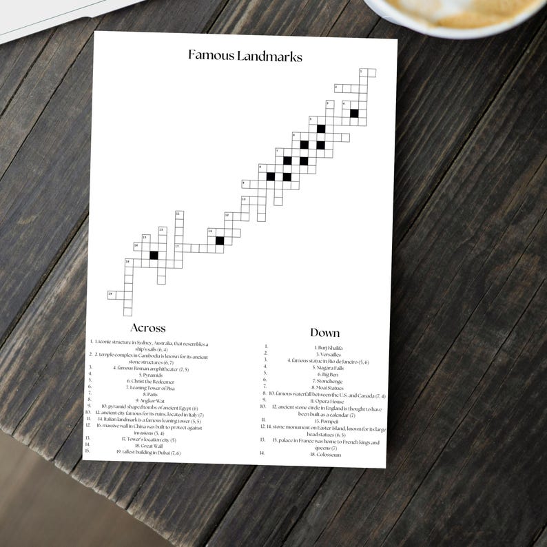 Crossword Template Puzzle Game Printable, 5x7 Family Puzzle Printable ...