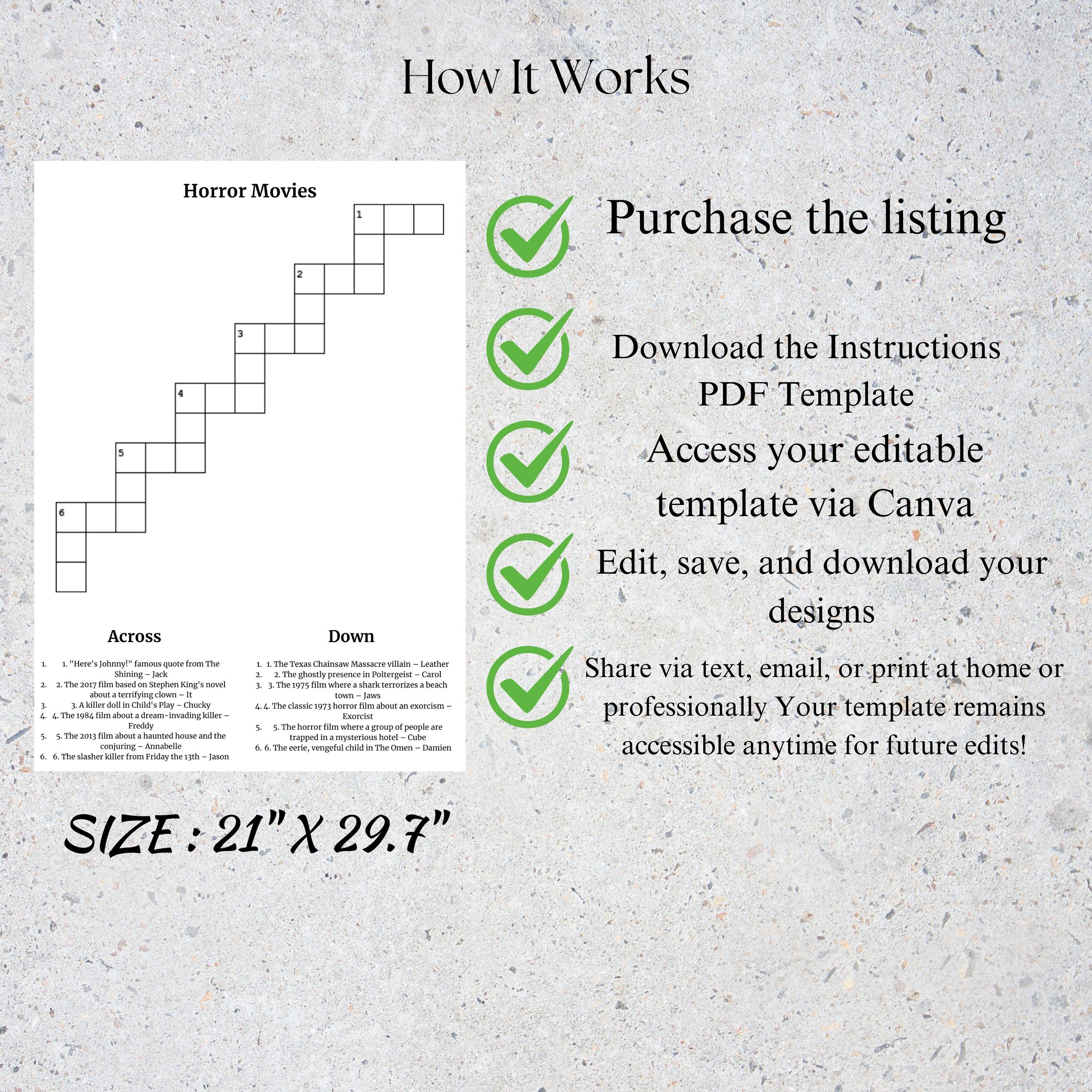 Sip and Solve Puzzle Game Printable, Crossword Puzzles Game, Printable ...