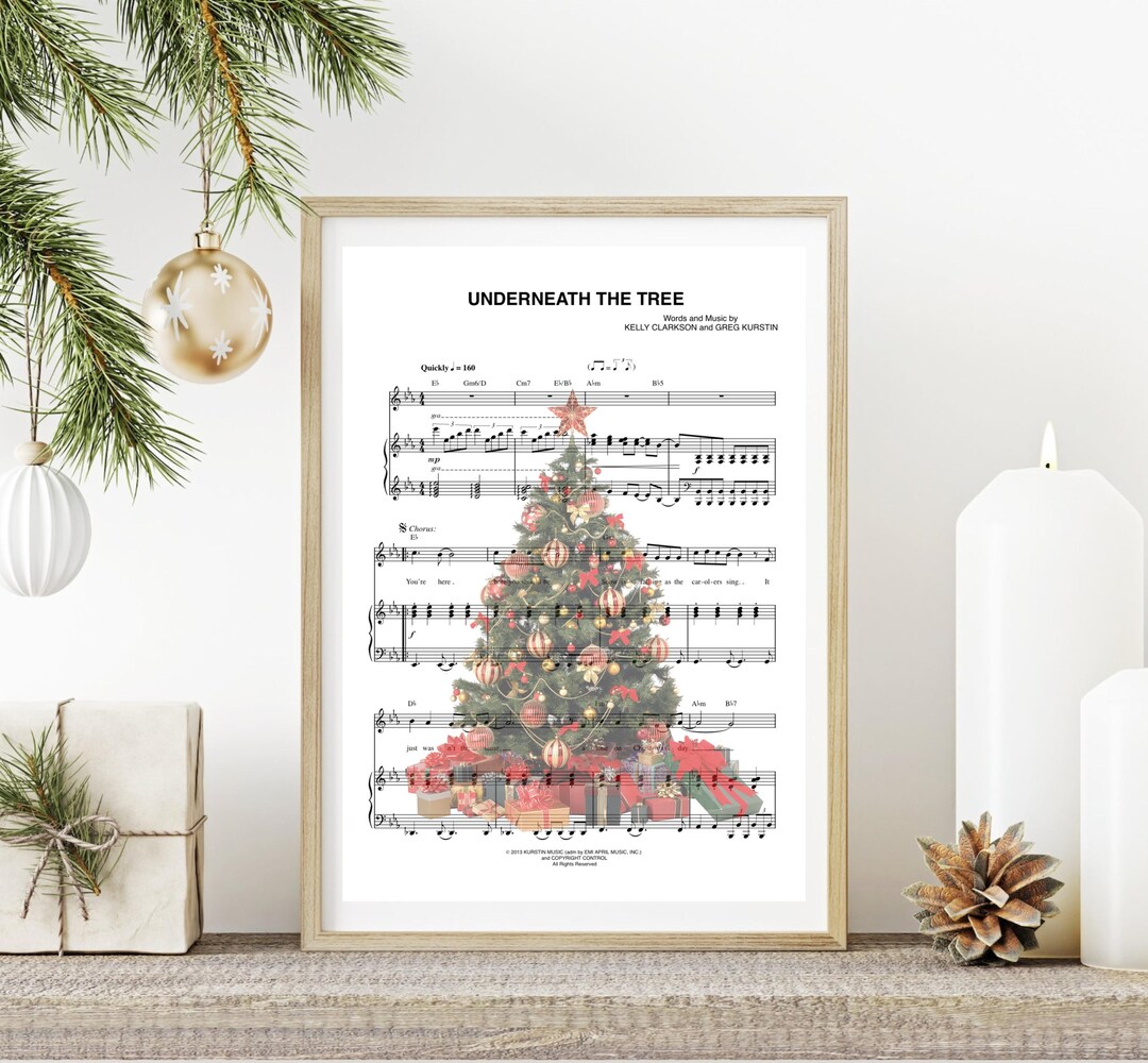 CHRISTMAS Underneath the Tree, Sheet Music Song Musical Print, Digital ...