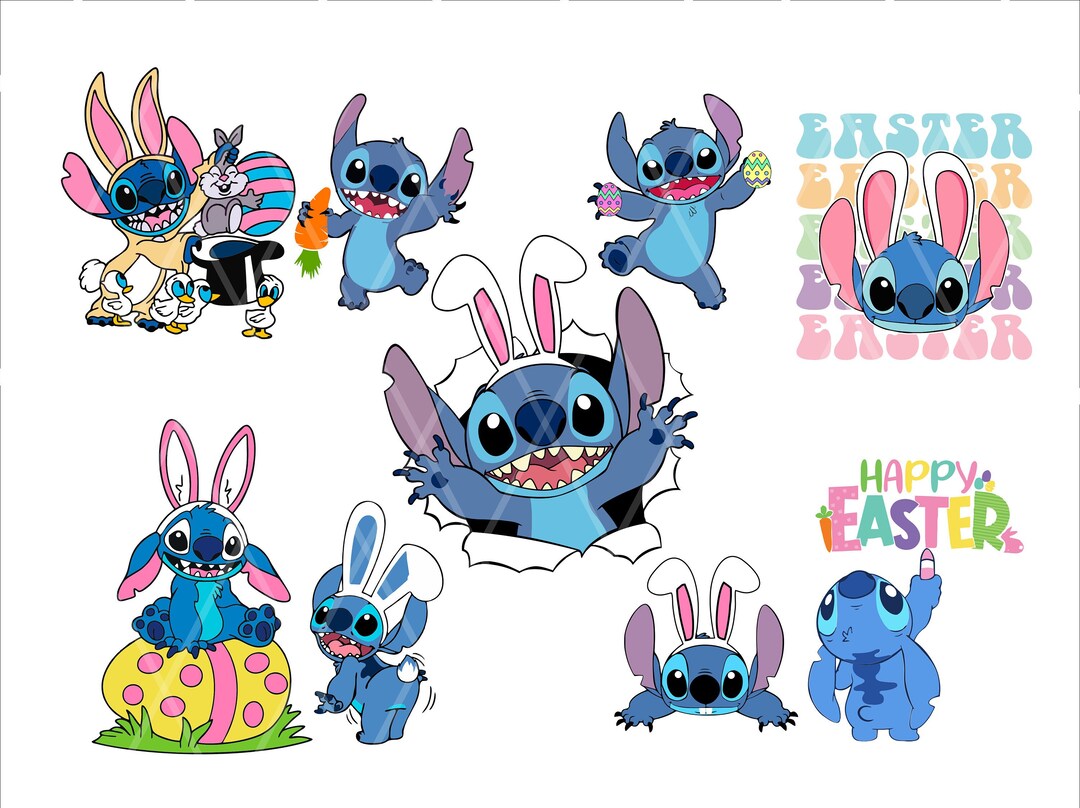 Stitch Easter SVG Bundle, Easter SVG, Funny Easter Png, Easter Bunny ...