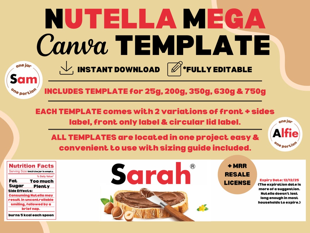 Editable Nutella Mega Template Digital MRR - Personalise & Customise ...