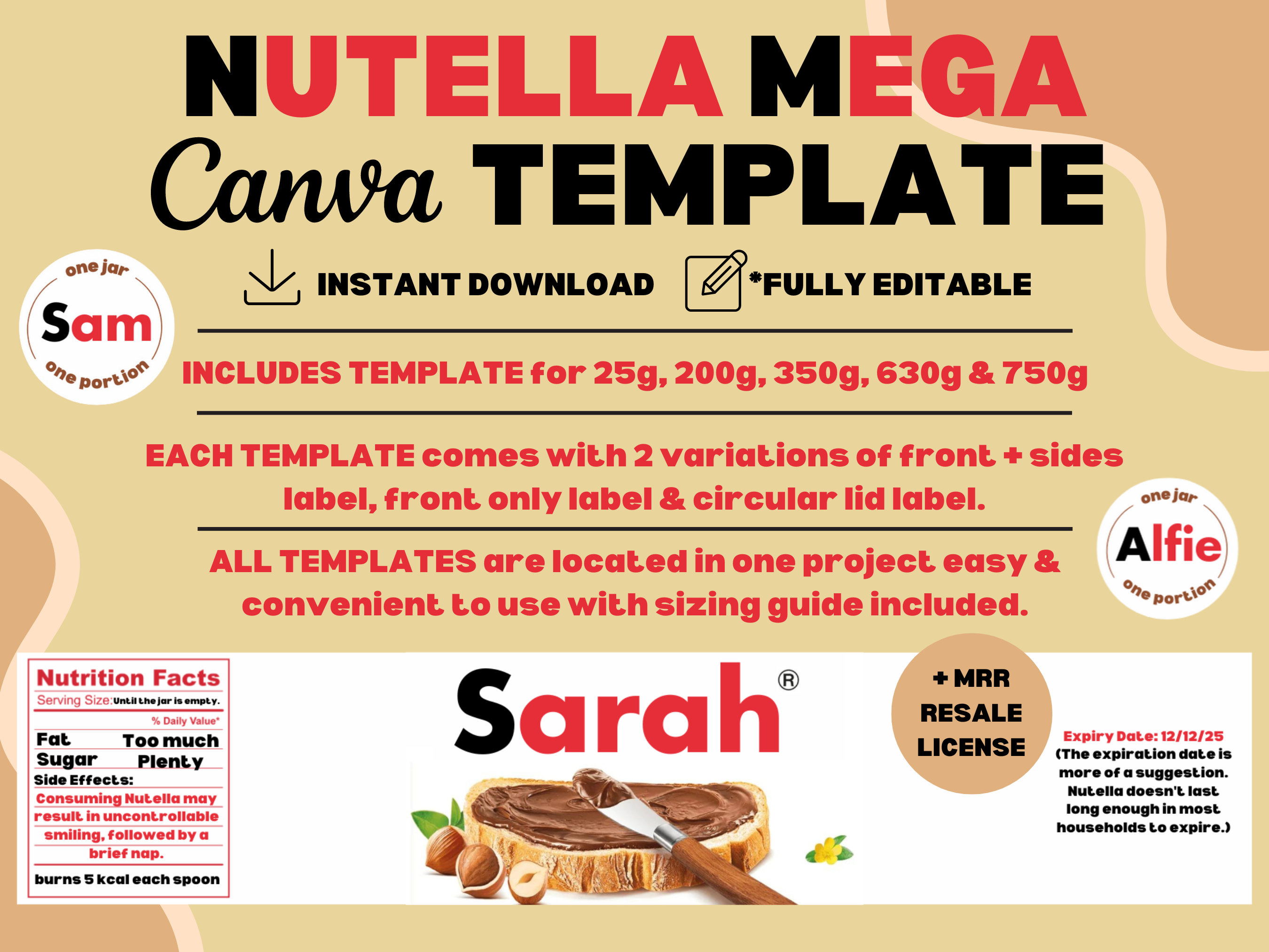 Editable Nutella Mega Template Digital MRR - Personalise & Customise ...