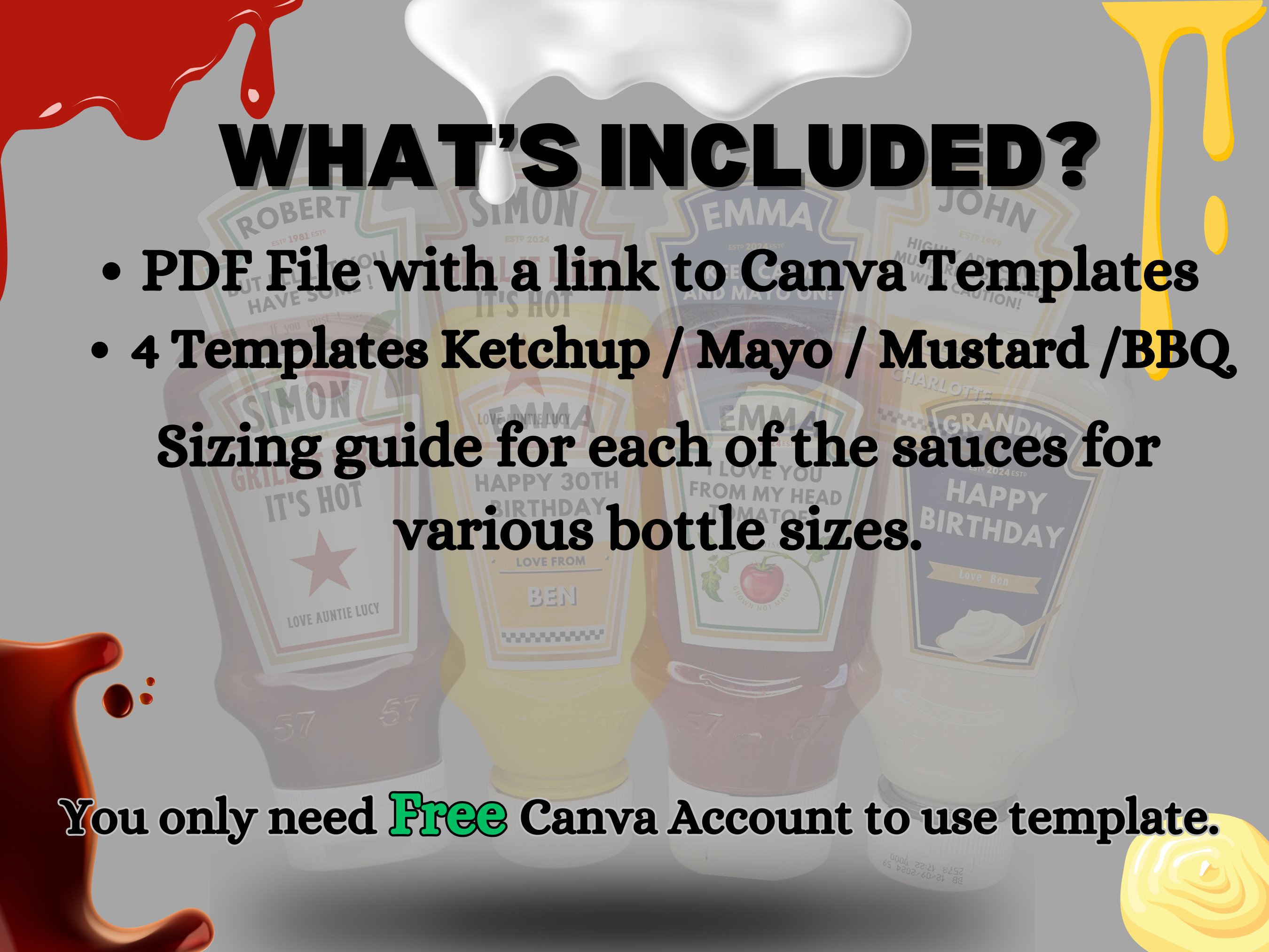Digital Template Sauce Bundle Ketchup Mayo Mustard Barbecue BBQ Canva ...