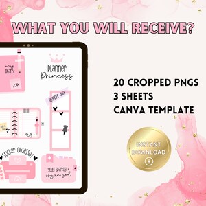 Digital Planner Girl Sticker Sheets, PLR Resell, Sticky Notes Cropped ...