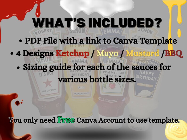 Digital Template Sauce Bundle Ketchup Mayo Mustard Barbecue BBQ Canva ...