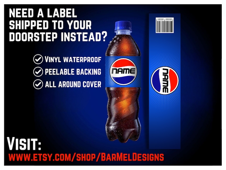 Pepsi Personalised Labels Digital Canva Template Custom Name Sticker ...