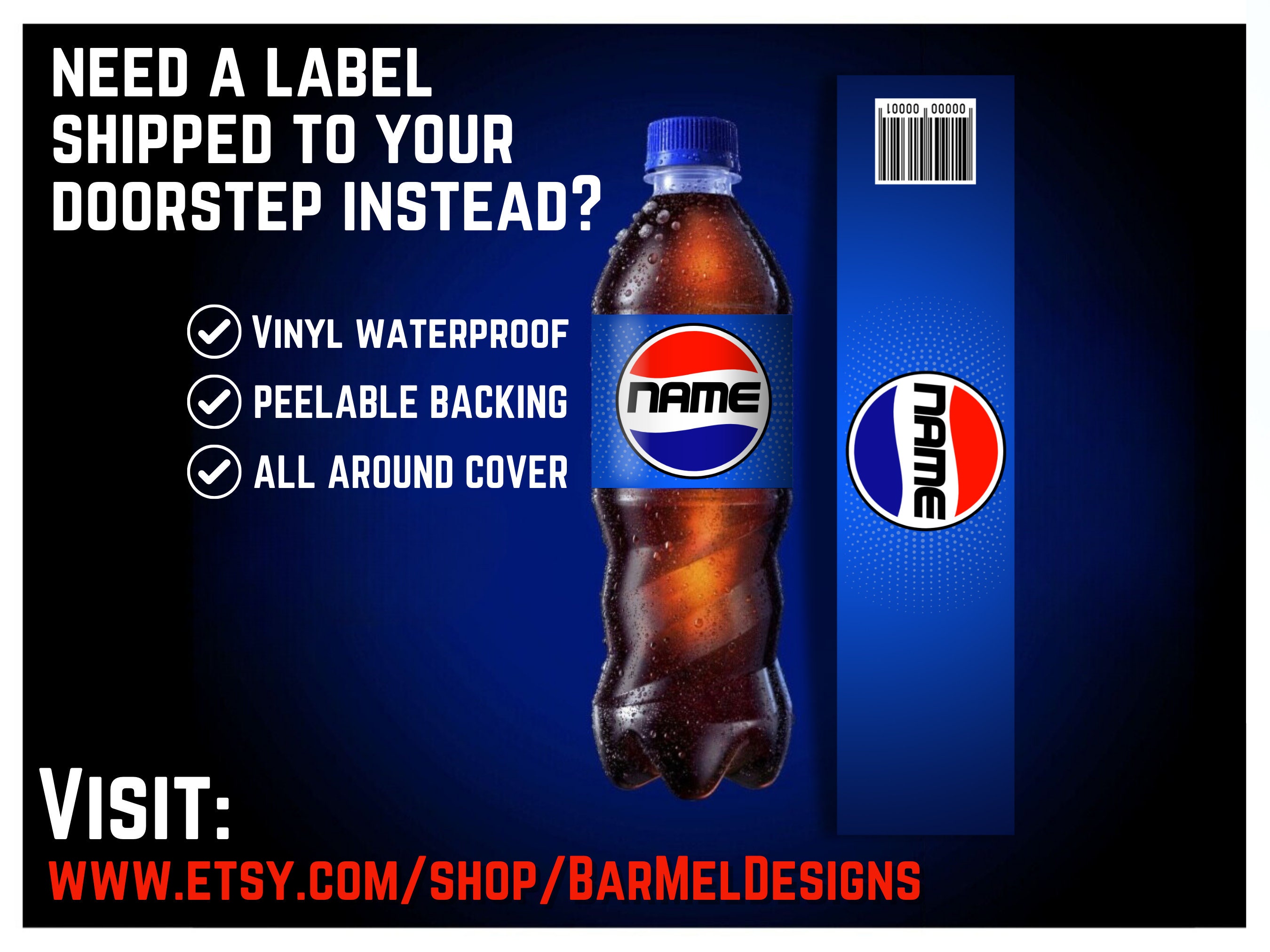 Pepsi Personalised Labels Digital Canva Template Custom Name Sticker ...