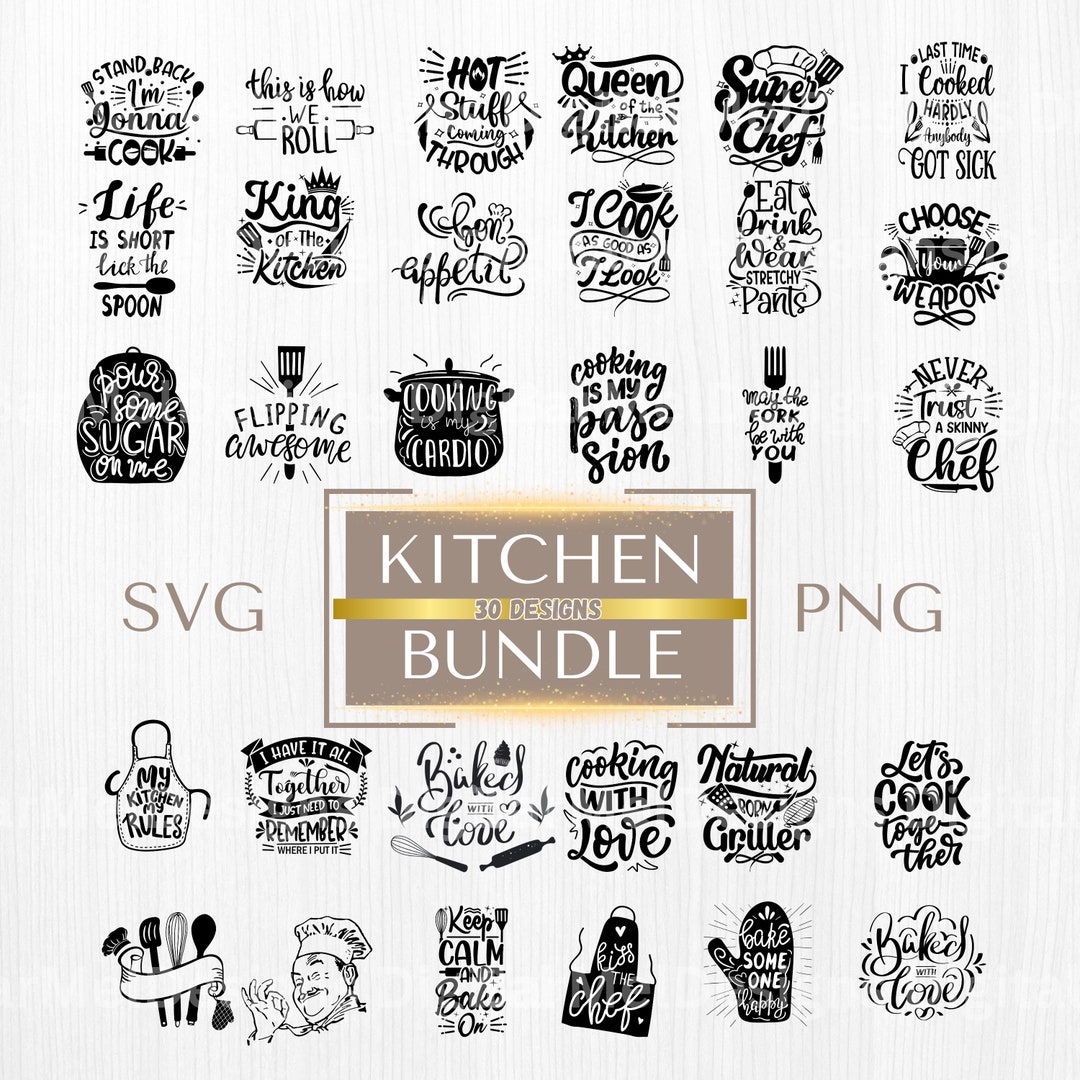 Kitchen Svg Bundle, Kitchen Cut File, Chef Svg, Baking Svg, Cooking Svg ...