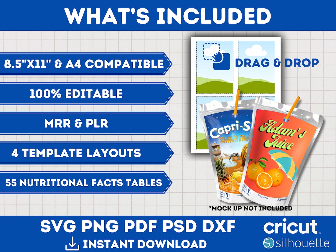 Capri-sun Template Party Favor Labels, Juice Pouch Stickers, Canva ...