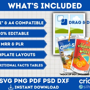 Capri-sun Template Party Favor Labels, Juice Pouch Stickers, Canva ...