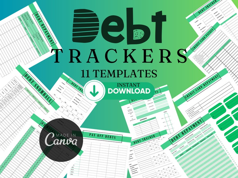 Debt Payoff Tracker Canva PDF Instant Download Repayment Debt Snowball ...