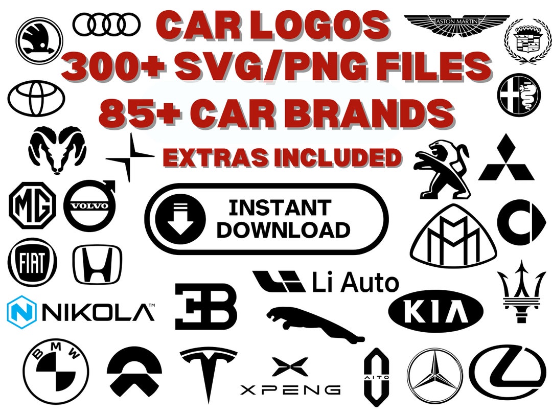 Car Logo Bundle 300+ SVG 85+ Brands / PNG Files Instant Download Car ...