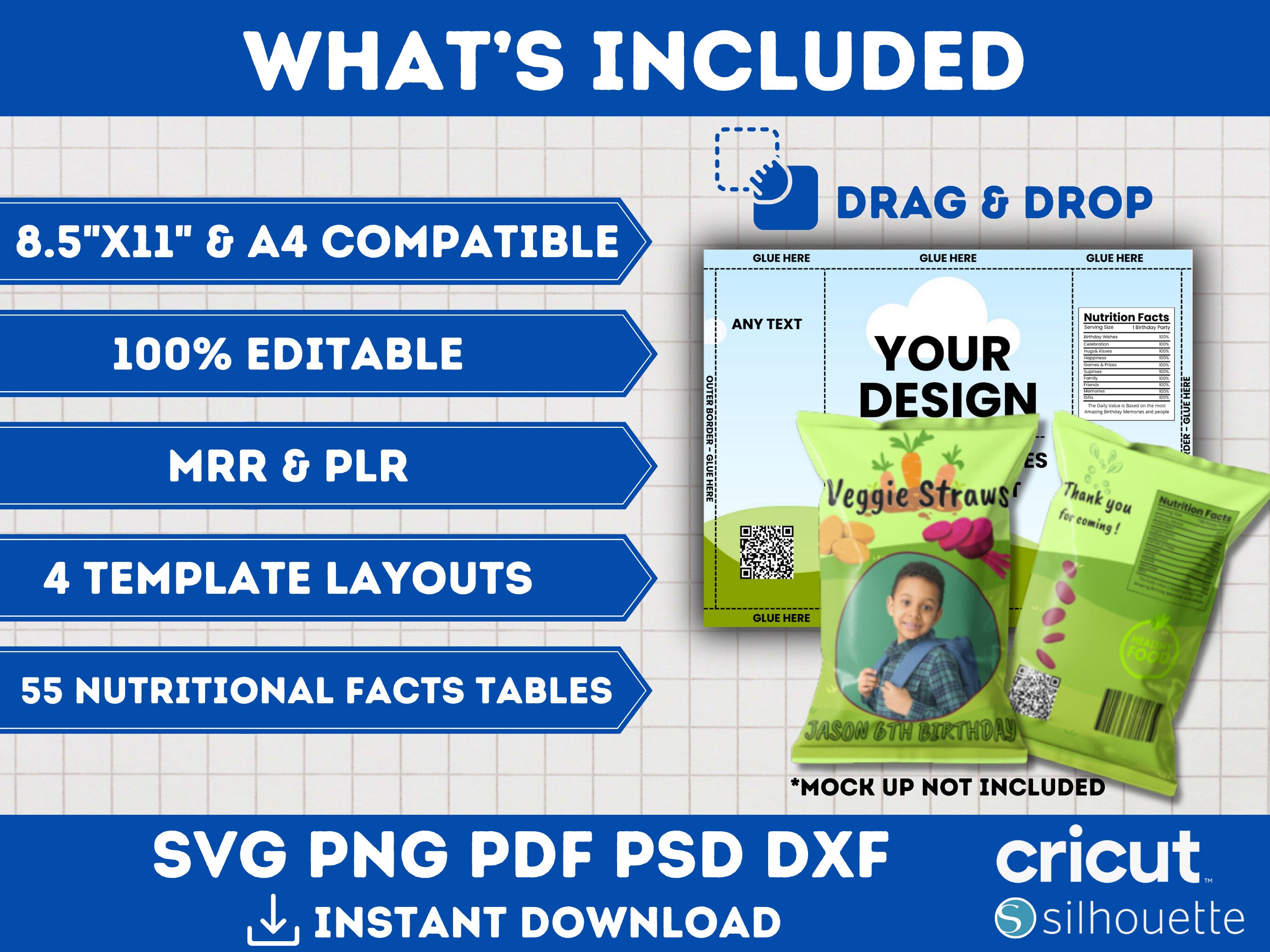 Chip / Crisps Bag Template, PLR & MRR Chip Bag Label, Party Chip Bag ...