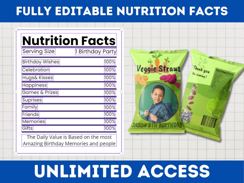 Chip / Crisps Bag Template, PLR & MRR Chip Bag Label, Party Chip Bag ...