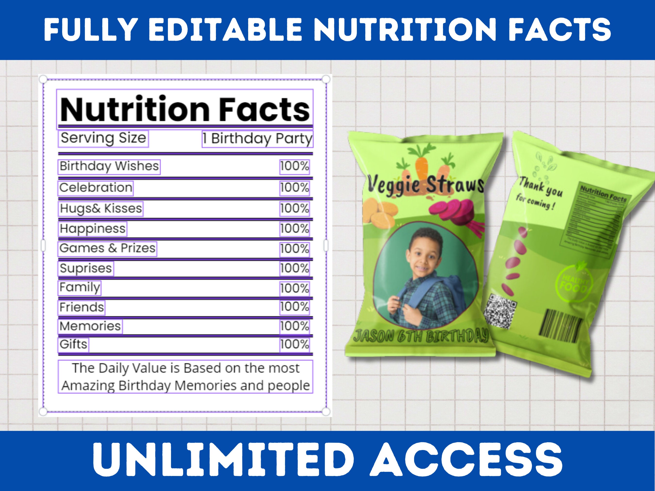 Chip / Crisps Bag Template, PLR & MRR Chip Bag Label, Party Chip Bag ...